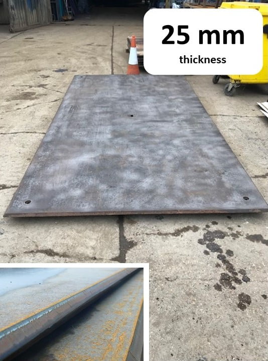 4m x 2m x 25mm – Steel Crossing/Pit Cover Plate C/W SALLY | Road Plate Hire
